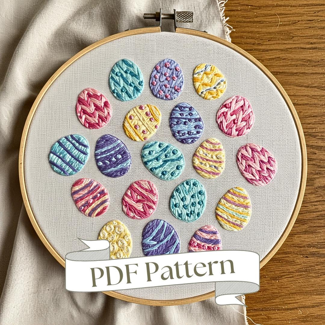 Easter Hand Embroidery Pattern Easter Egg Hand Embroidery Pattern ...