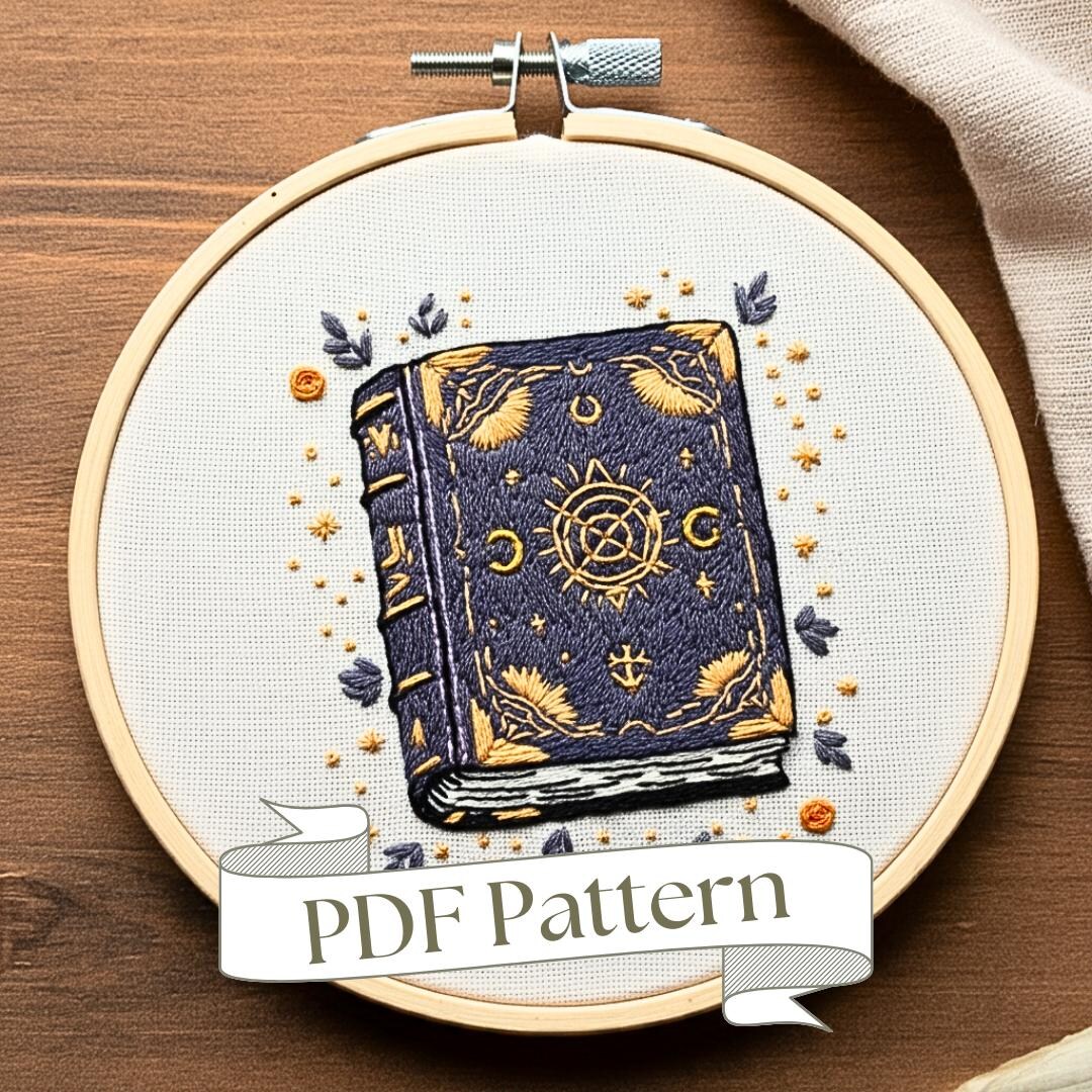 Wizard Tome Hand Embroidery Pattern Fantasy Embroidery Pattern Fantasy ...