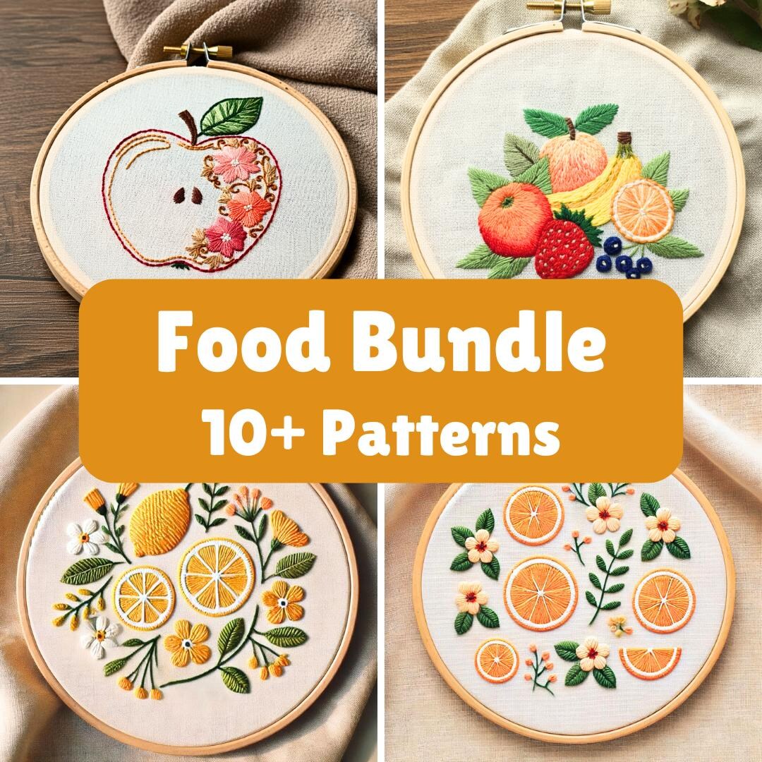 MINI BUNDLE Fruit Hand Embroidery Pattern Bundle Food Embroidery ...