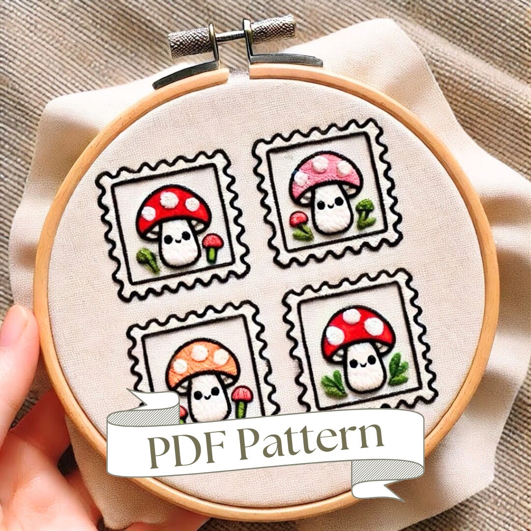 Mushroom Embroidery Pattern: Easy DIY Beginner Design (PDF Pattern) - Etsy
