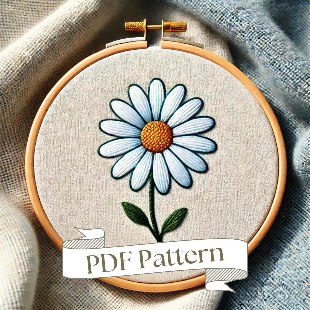 Daisy Embroidery Pattern Easy Floral Embroidery Pattern Beginner ...