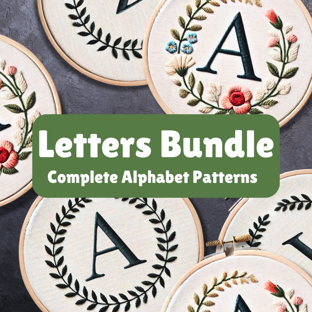 MINI BUNDLE Complete Alphabet Embroidery Pattern Floral Alphabet ...