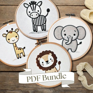 MINI BUNDLE Kids Embroidery Pattern Bundle Baby Nursery Embroidery ...