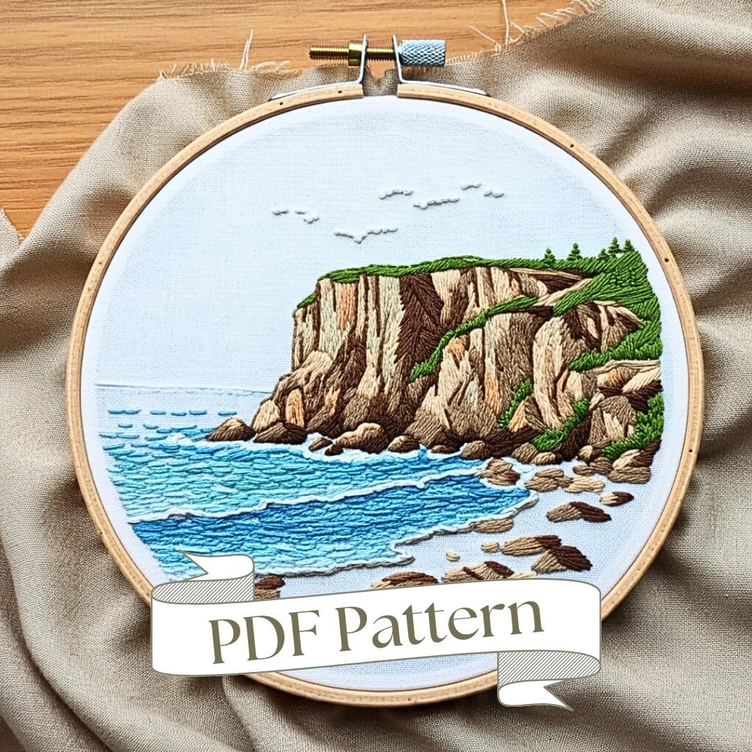 Ocean Waves Embroidery Pattern: Beach Scene DIY (PDF Pattern) - Etsy