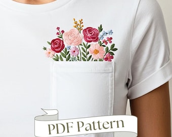 Pocket Flower Hand Embroidery Pattern: Spring Floral Design (PDF ...