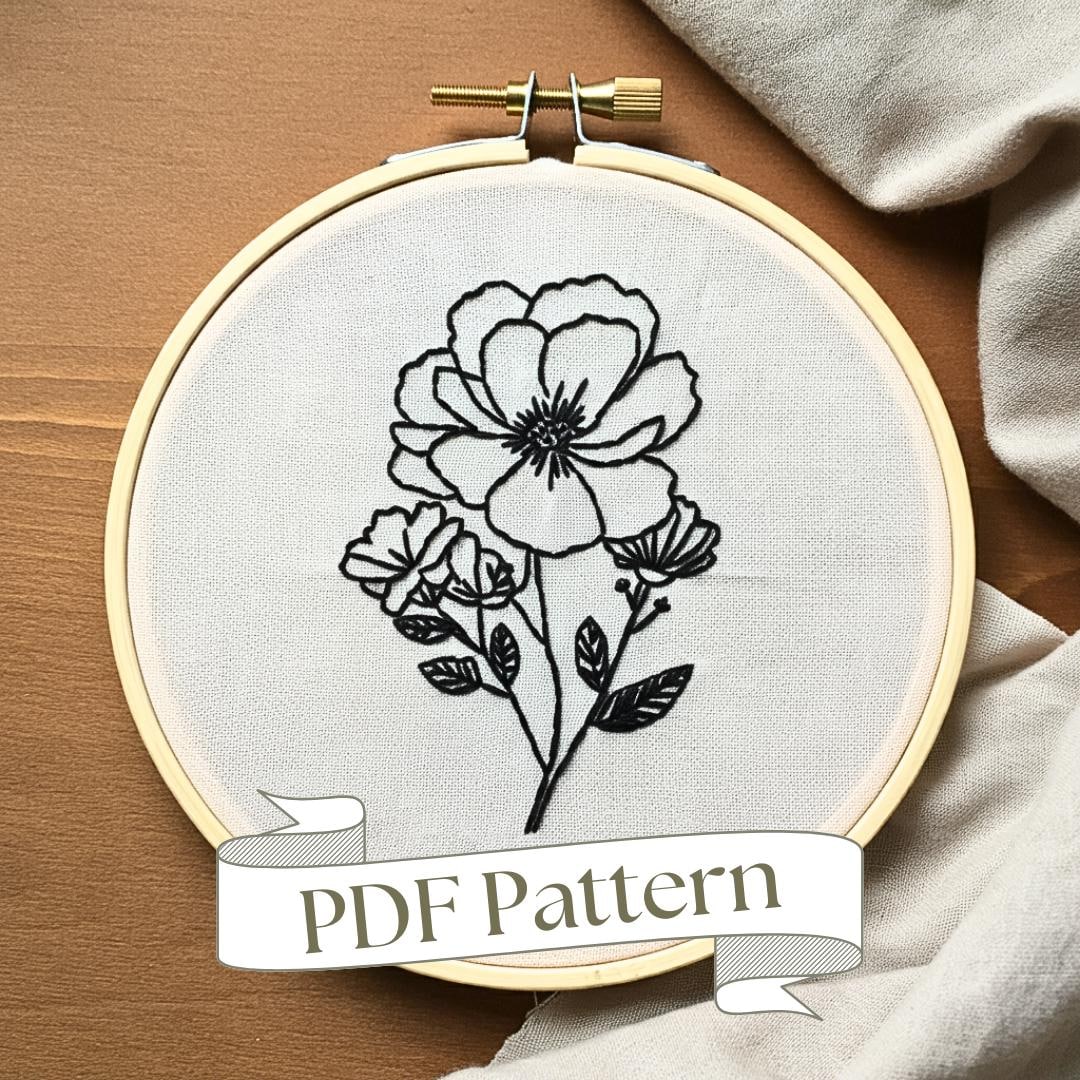 Floral Embroidery Pattern, Beginner DIY Project (PDF Pattern) - Etsy