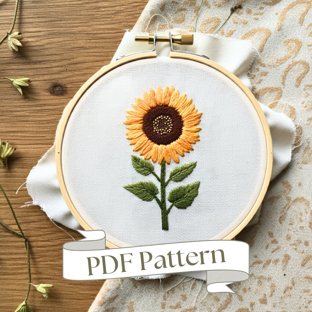 Sunflower Embroidery Pattern: Easy Floral Design (PDF Pattern) - Etsy