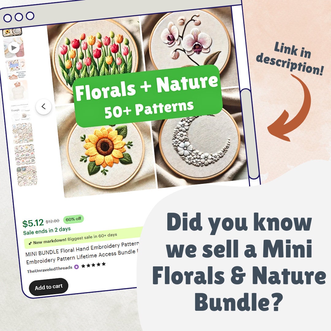 Pocket Flower Hand Embroidery Pattern: Spring Floral Design (PDF ...