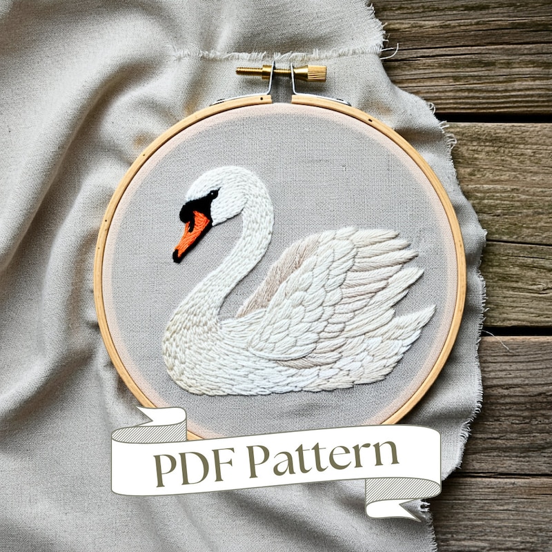 Swan Embroidery - Etsy