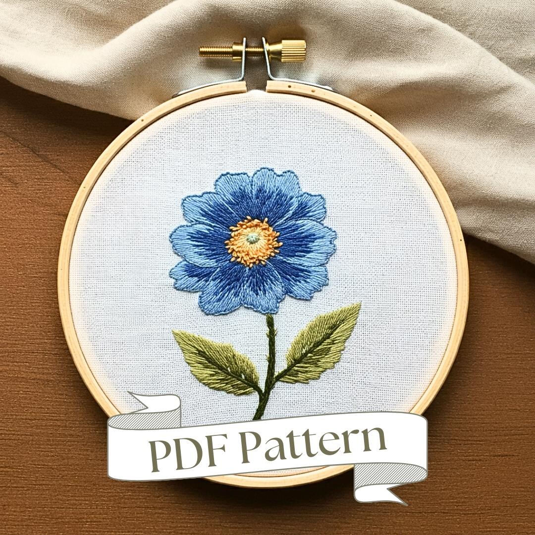 Cornflower Embroidery Pattern: Easy Floral DIY (PDF Pattern) - Etsy