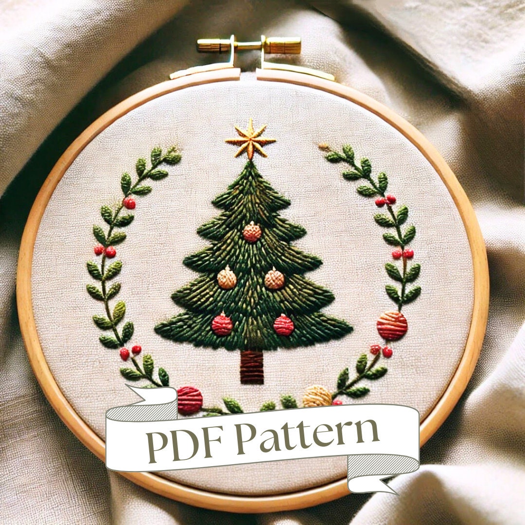 Christmas Tree Embroidery Pattern: Beginner-friendly Design (PDF ...
