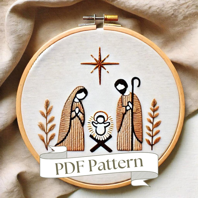 Nativity Embroidery - Etsy