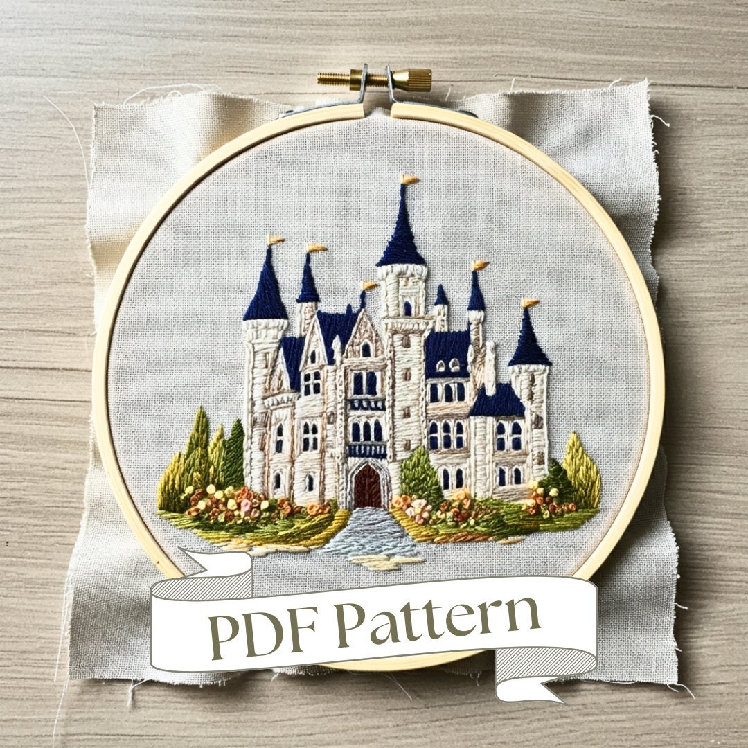 Castle Hand Embroidery Pattern Fantasy Embroidery Pattern Mythical ...