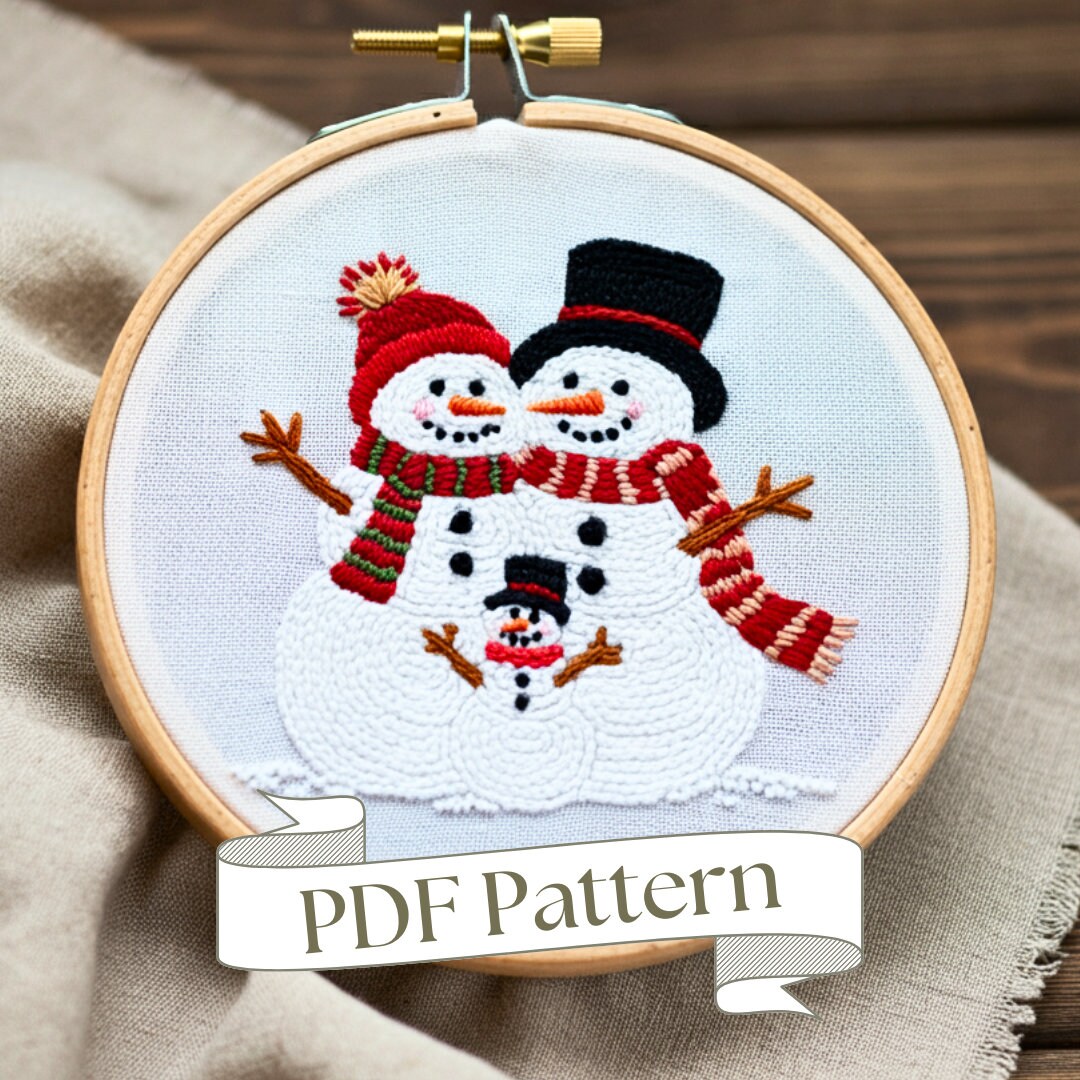 Snowman Hand Embroidery Pattern: DIY Christmas Ornament (PDF Pattern ...