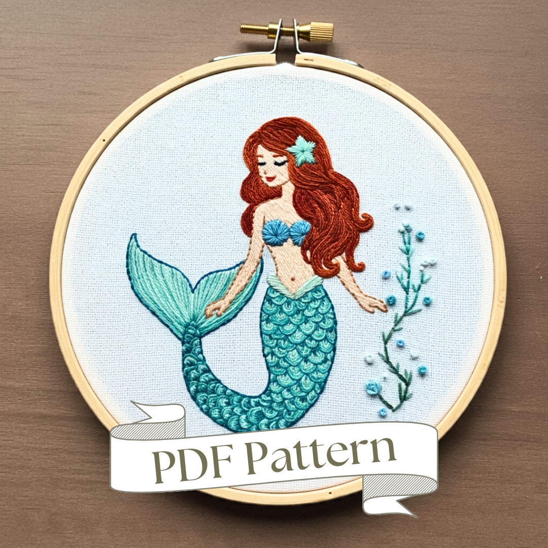 Mermaid Hand Embroidery Pattern: Fantasy DIY Design (PDF) - Etsy
