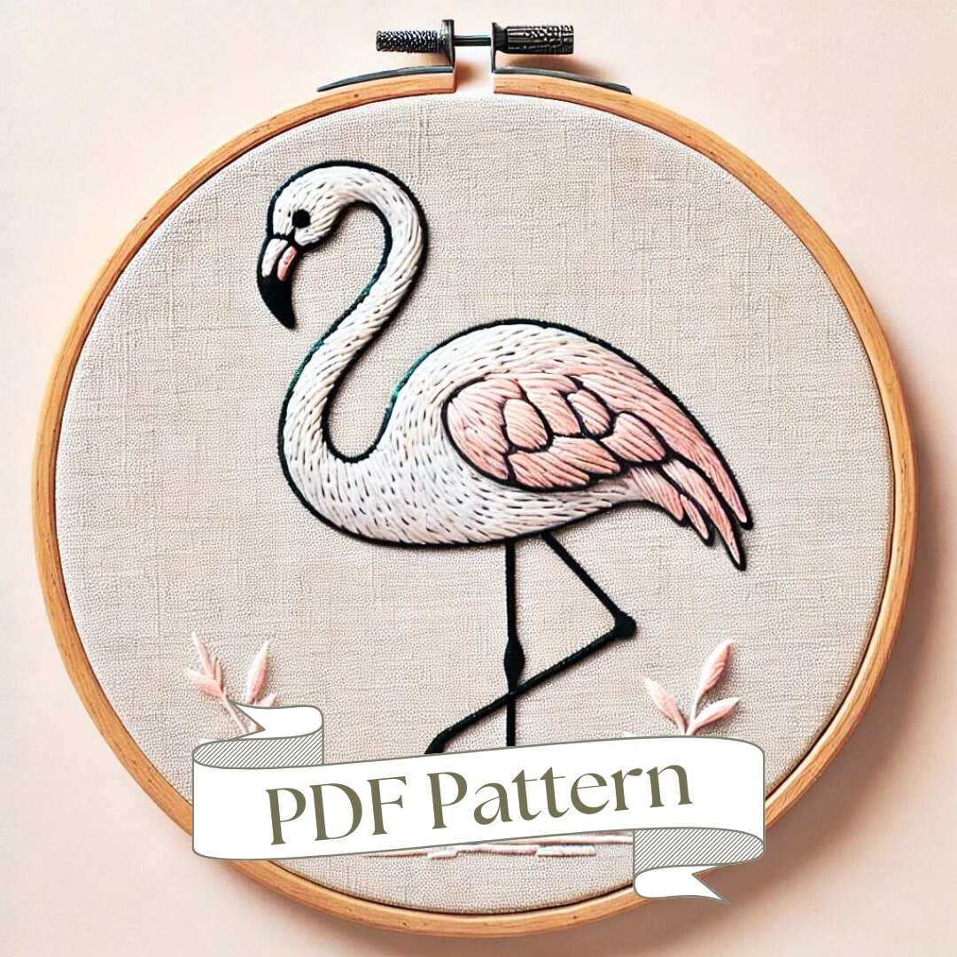 Flamingo Embroidery Pattern Animal Embroidery Pattern Floral Embroidery ...