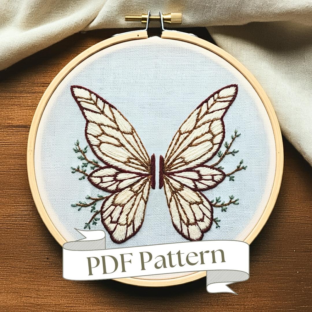 Fairy Wings Hand Embroidery Pattern: Floral DIY Design (PDF Pattern) - Etsy