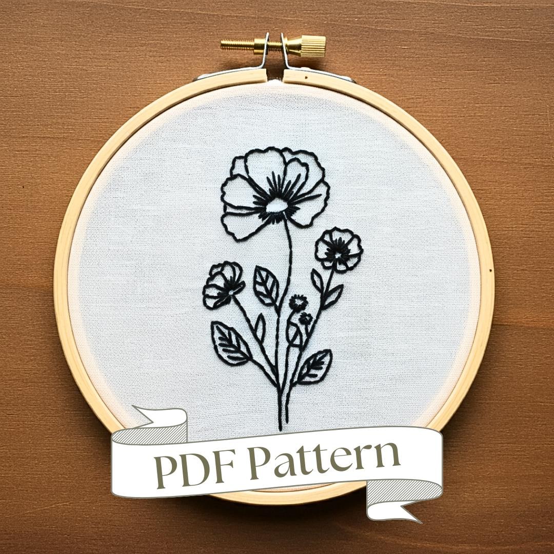 Floral Hand Embroidery Pattern: Beginner DIY (PDF Pattern) - Etsy