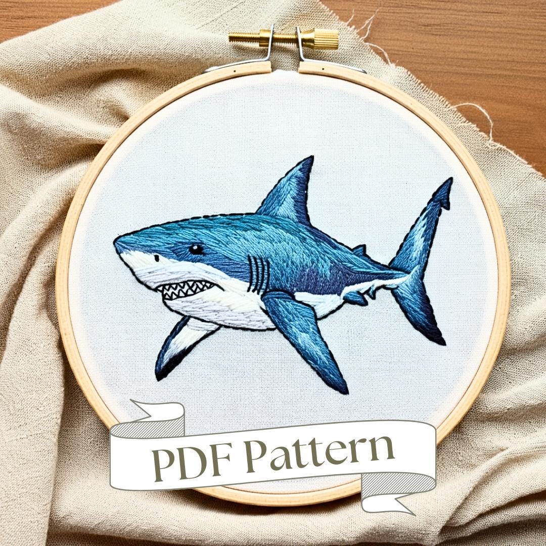 Shark Embroidery Pattern: Tropical Fish DIY (PDF Pattern) - Etsy