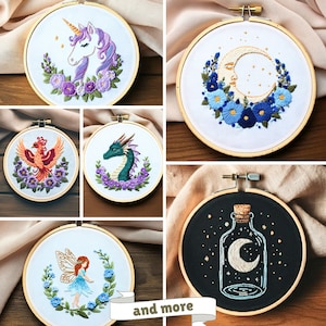 Fantasy Embroidery Pattern Bundle: Dragon, Fairy, Castle (PDF) - Etsy
