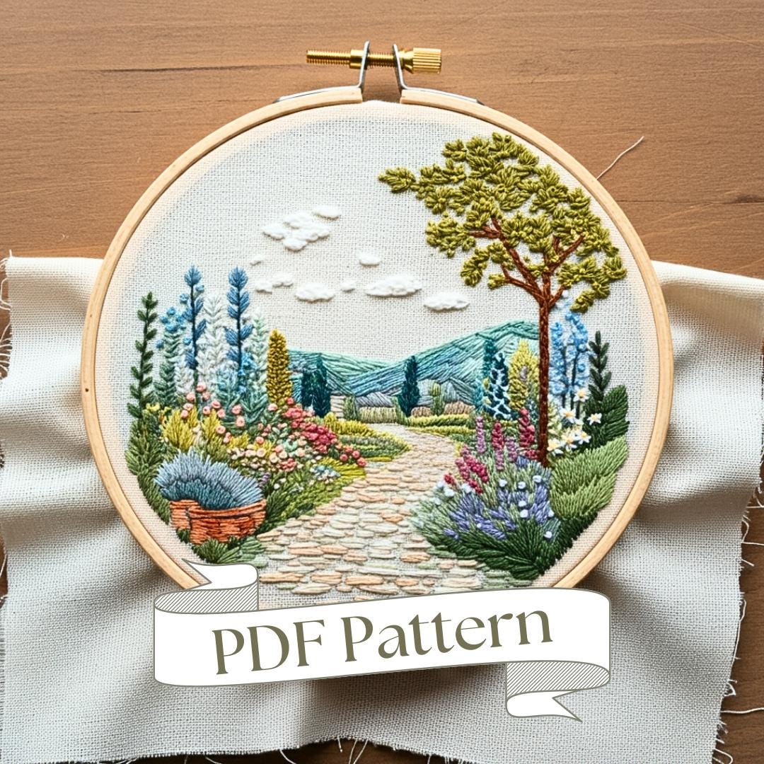 Garden Embroidery Pattern: Easy Floral Landscape (PDF Pattern) - Etsy