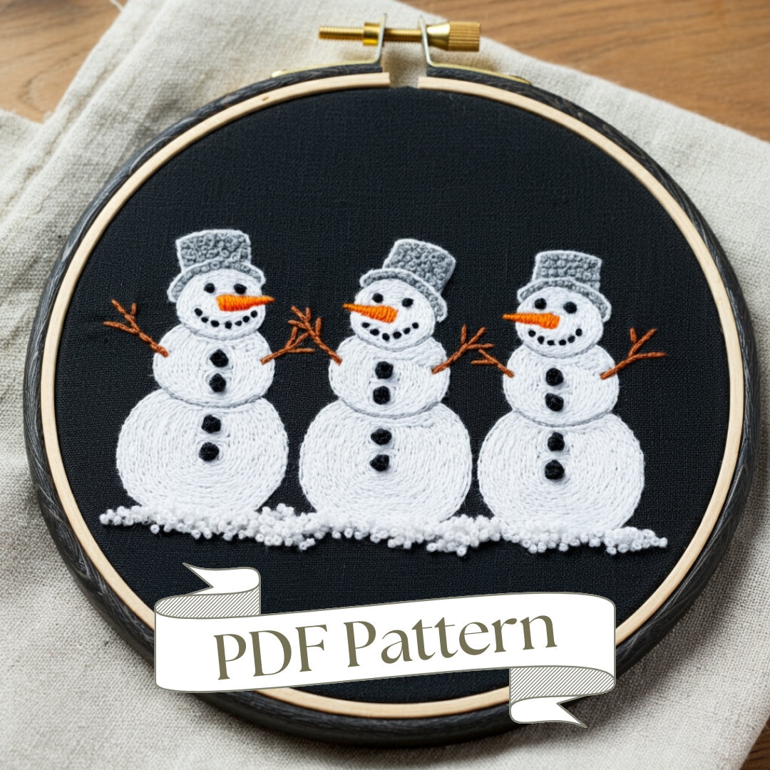 Snowman Hand Embroidery Pattern: Christmas Ornament DIY (PDF Pattern ...