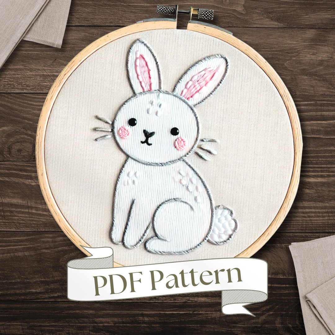 Bunny Rabbit Embroidery Pattern Embroidery for Kids Rooms Kids Nursery ...