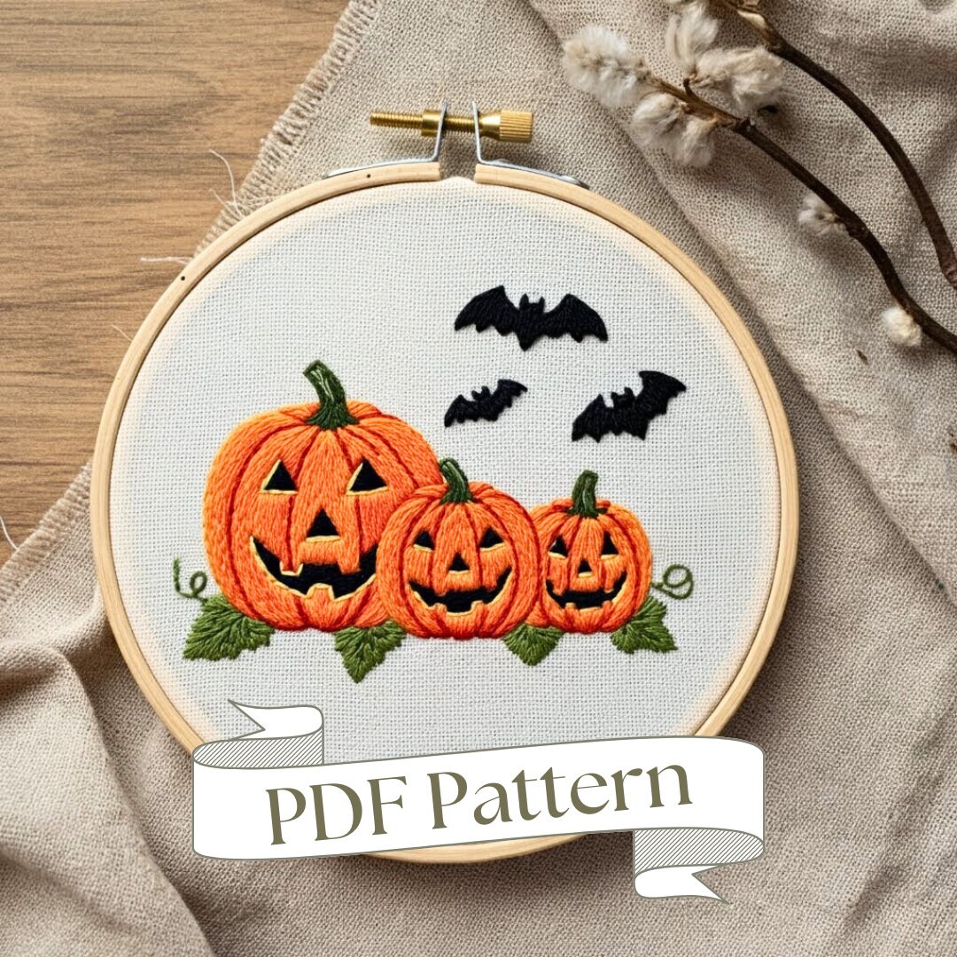 Jack-o-lantern Embroidery Pattern: Halloween DIY (PDF Pattern) - Etsy