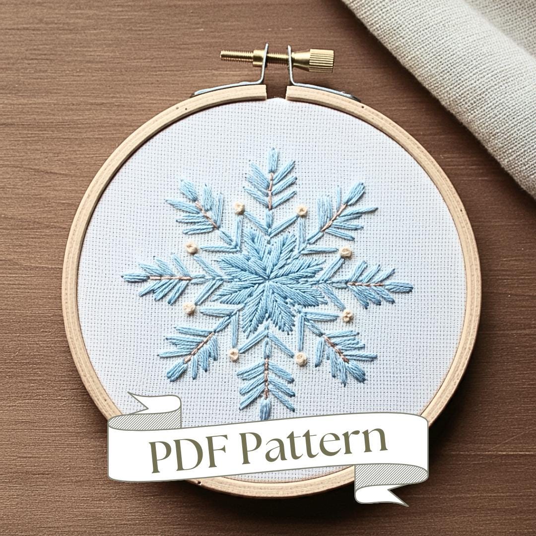 Snowflake Embroidery Pattern: Beginner Winter Design (PDF Pattern) - Etsy