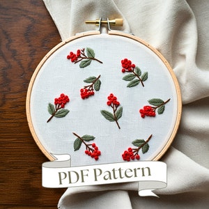 Winter Berries Embroidery Pattern: Christmas Ornament DIY (PDF Pattern ...