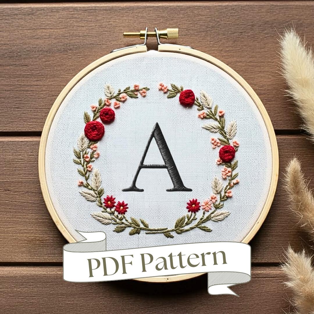 Floral Alphabet Embroidery Pattern, DIY Initial (PDF Pattern) - Etsy
