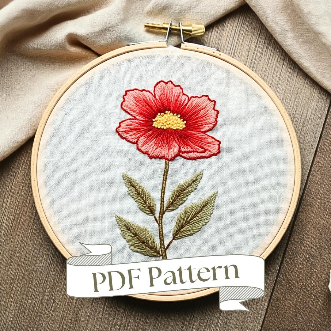 Poppy Embroidery Pattern: Easy Floral DIY (PDF Pattern) - Etsy