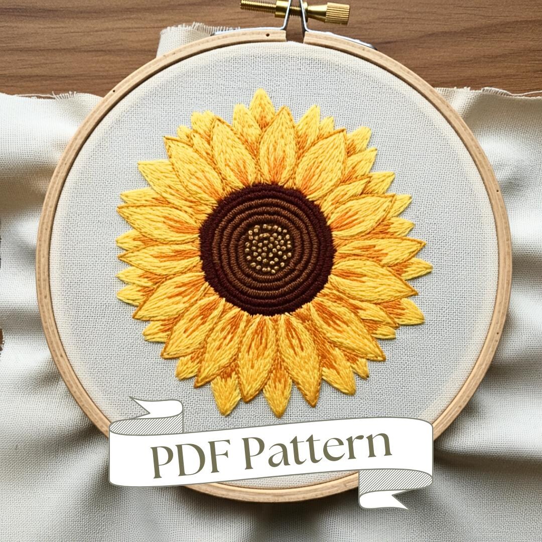 Sunflower Embroidery Pattern: Easy Floral Design (PDF Pattern) - Etsy