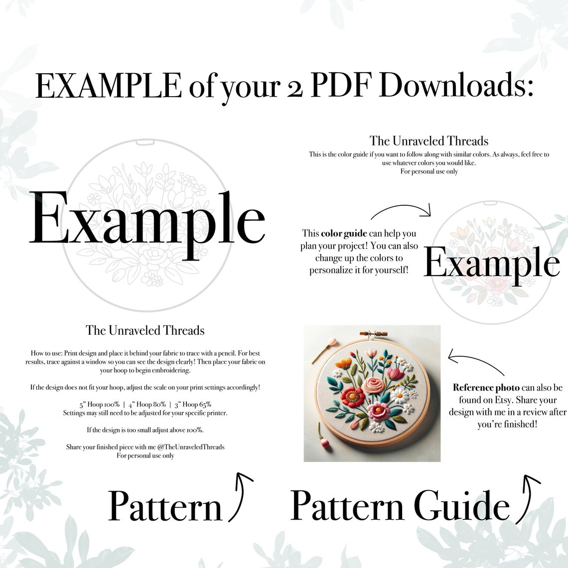 Sunflower Embroidery Pattern Easy Floral Embroidery Pattern Beginner ...