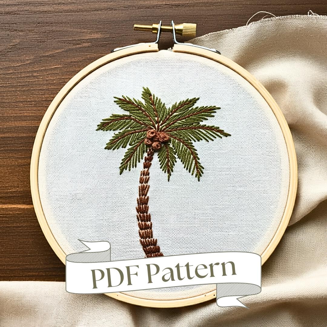 Palm Tree Embroidery Pattern, Beach & Summer DIY (PDF Pattern) - Etsy