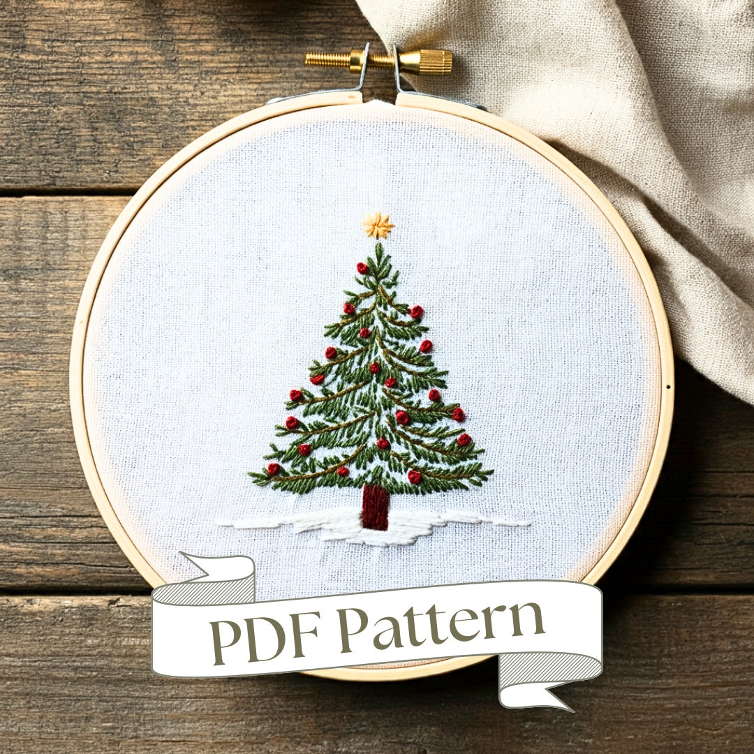 Christmas Tree Embroidery Pattern: Simple Holiday Design (PDF Pattern ...