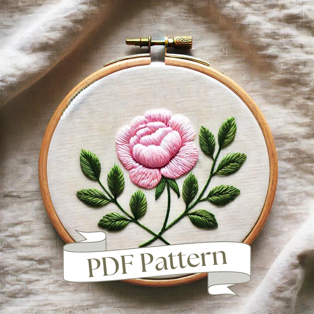 Peony Embroidery Pattern: Easy Floral DIY (PDF Pattern) - Etsy
