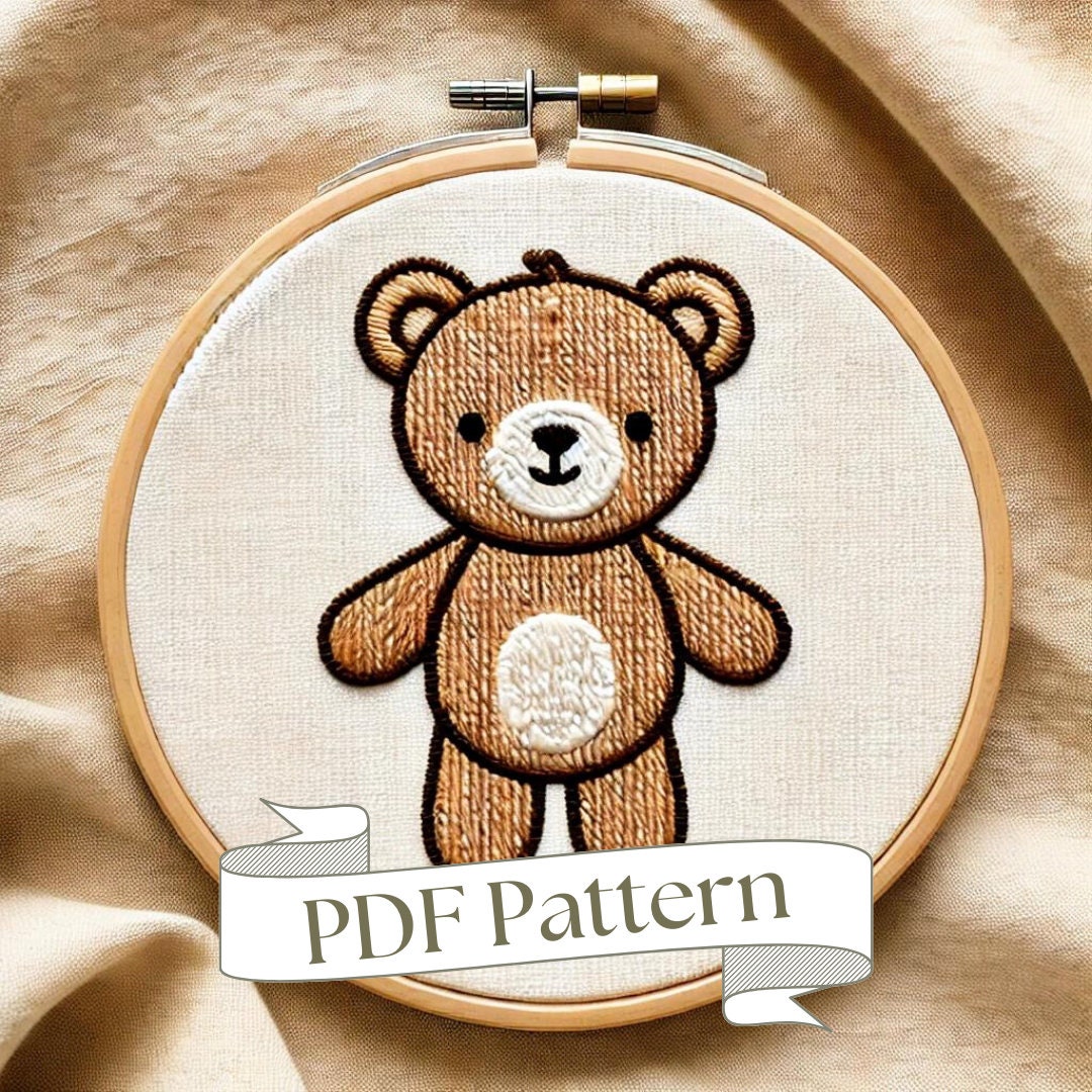 Teddy Bear Embroidery Pattern: DIY Nursery Decor (PDF Pattern) - Etsy