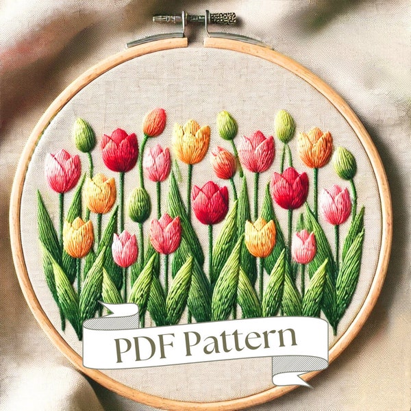 Tulip Embroidery - Etsy
