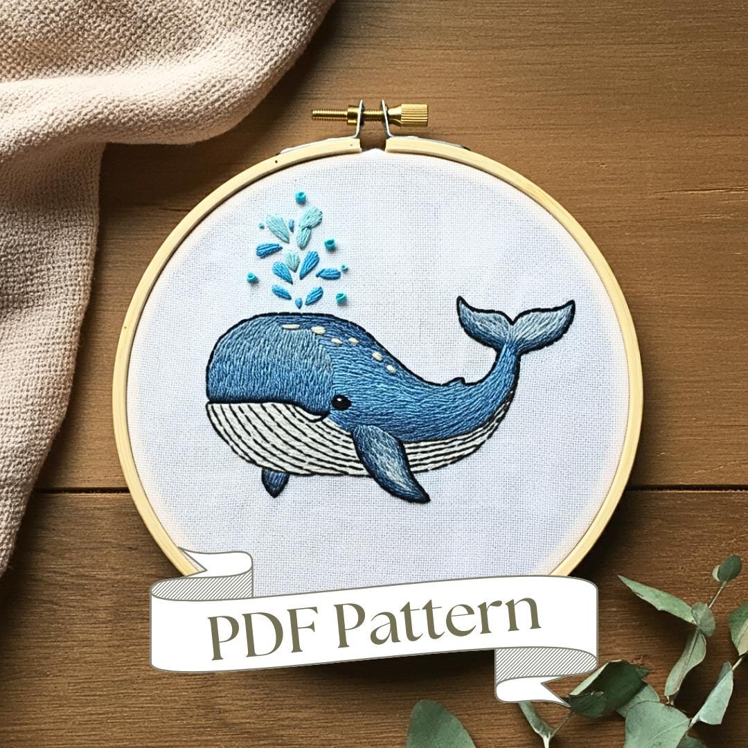 Whale Embroidery Pattern: Sea Creature Nursery Design (PDF Pattern) - Etsy