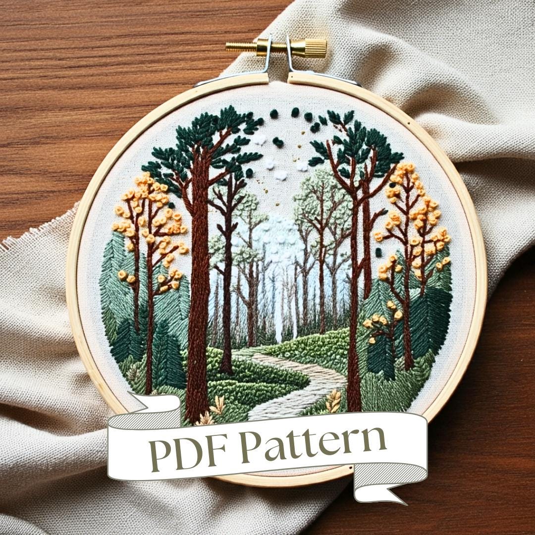 Forrest Embroidery Pattern Hiking Lover Handmade Gift Hiking Embroidery ...