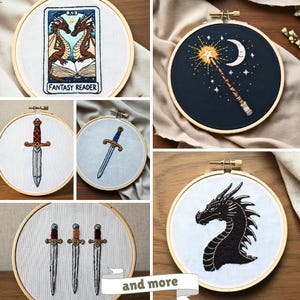 Fantasy Embroidery Pattern Bundle: Dragon, Fairy, Castle (PDF) - Etsy