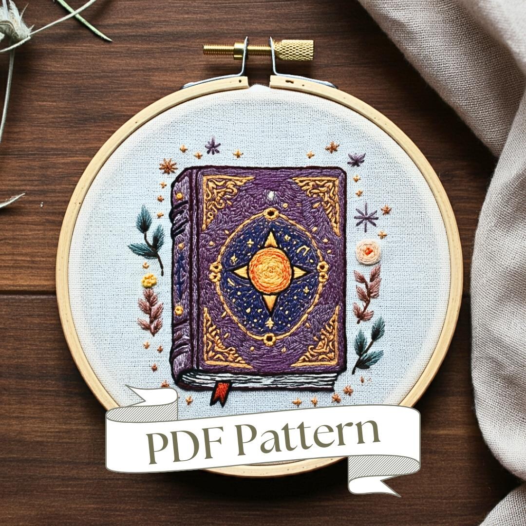 Wizard Tome Hand Embroidery Pattern: Fantasy Book DIY (PDF Pattern) - Etsy