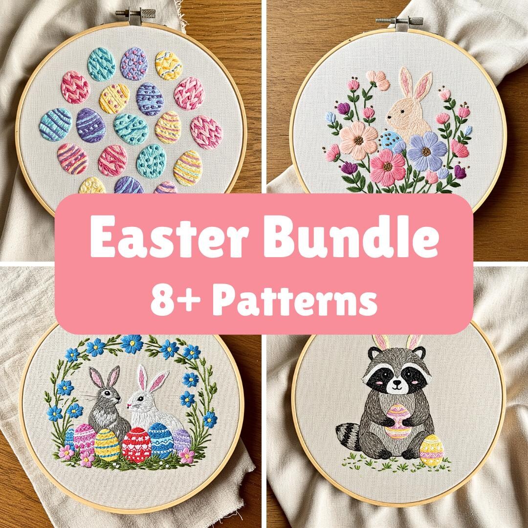 Easter Embroidery Pattern Bundle: Floral Spring Designs (PDF Pattern ...