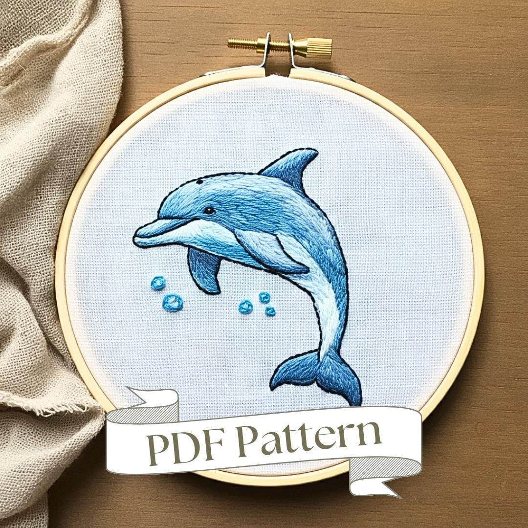 Dolphin Embroidery Pattern: Tropical Fish DIY Design (PDF Pattern) - Etsy