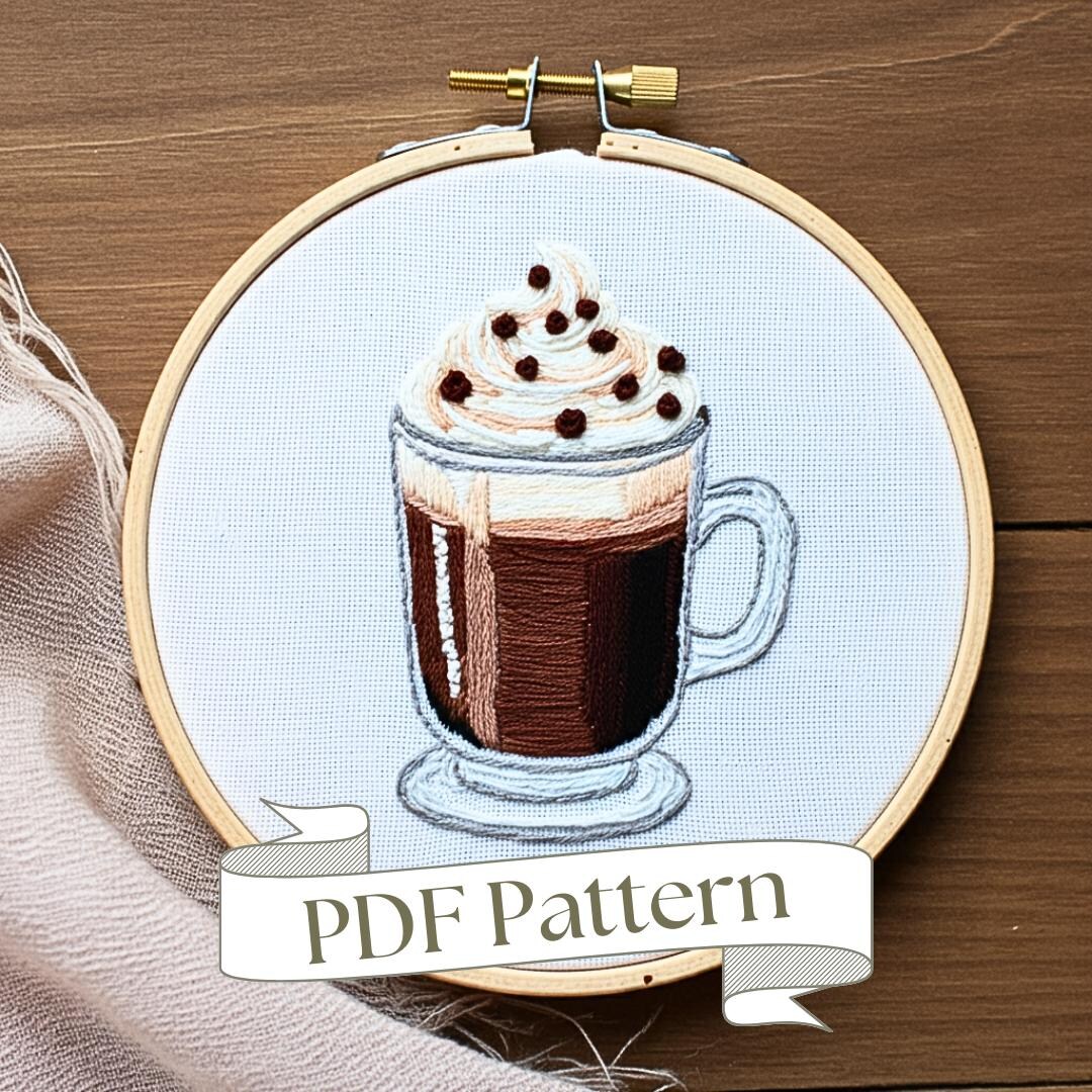 Hot Chocolate Embroidery Pattern: DIY Christmas Ornament (PDF Pattern ...