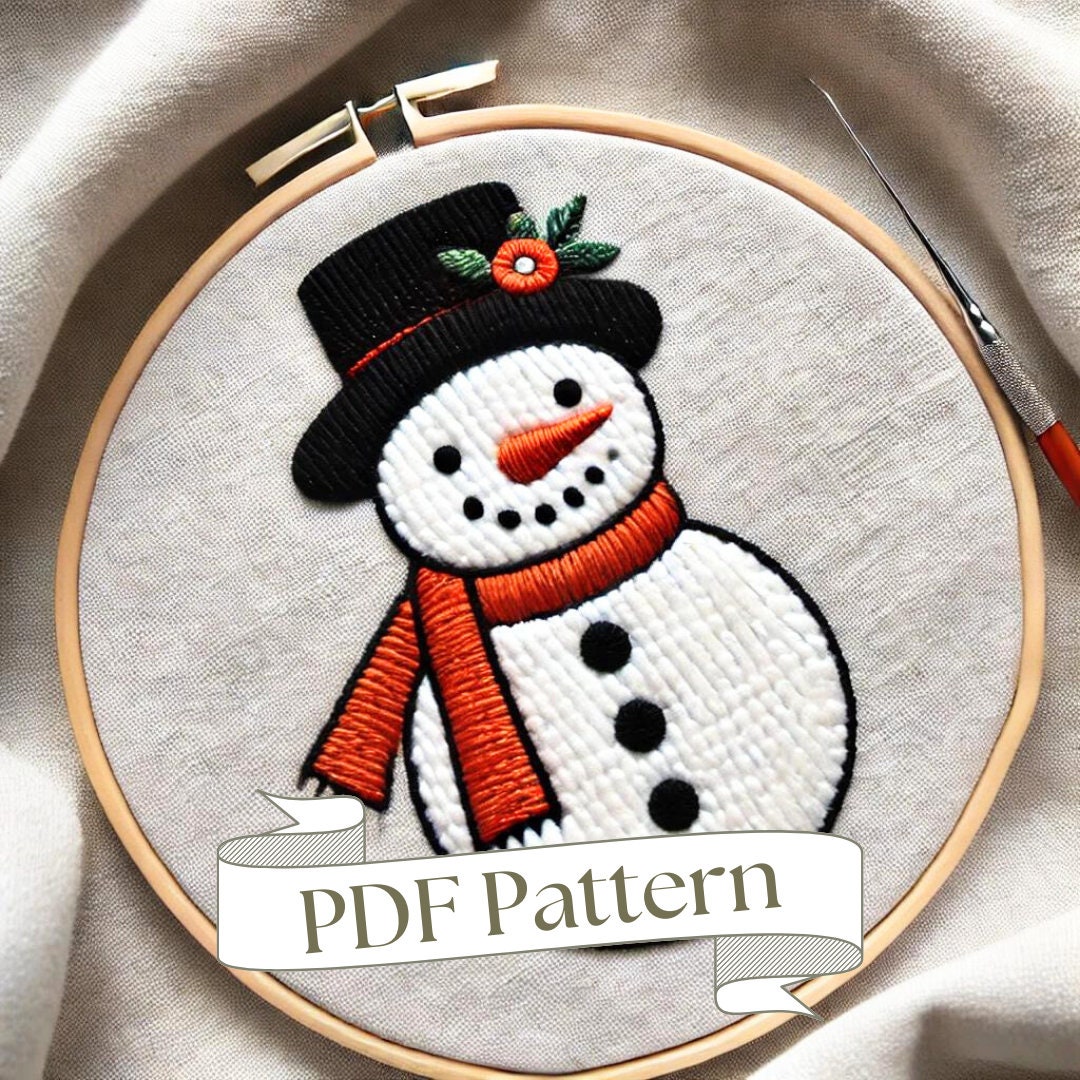 Christmas Embroidery Pattern Snowman Embroidery Pattern Embroidery ...