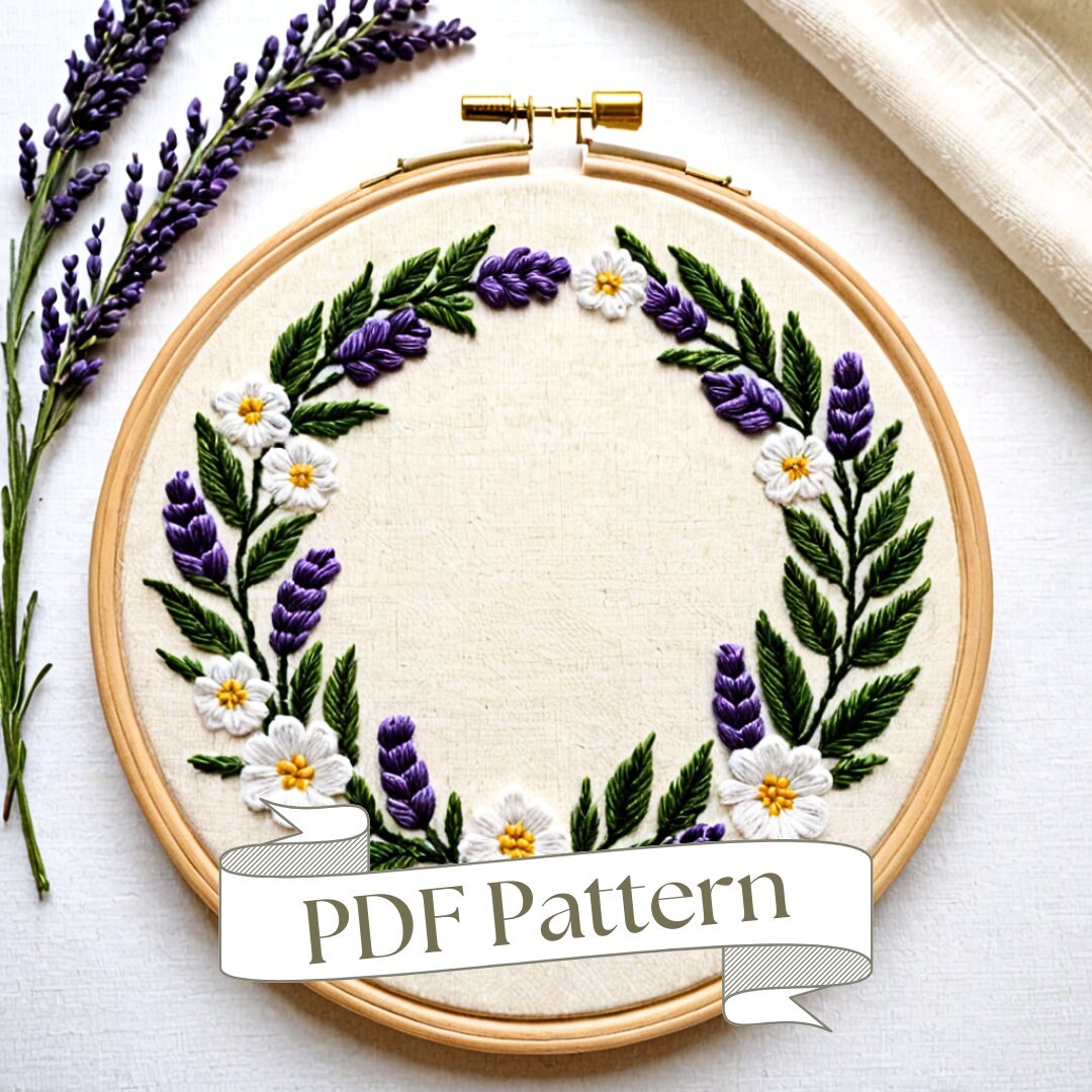 Lavender Embroidery Pattern Easy Floral Embroidery Pattern Beginner ...