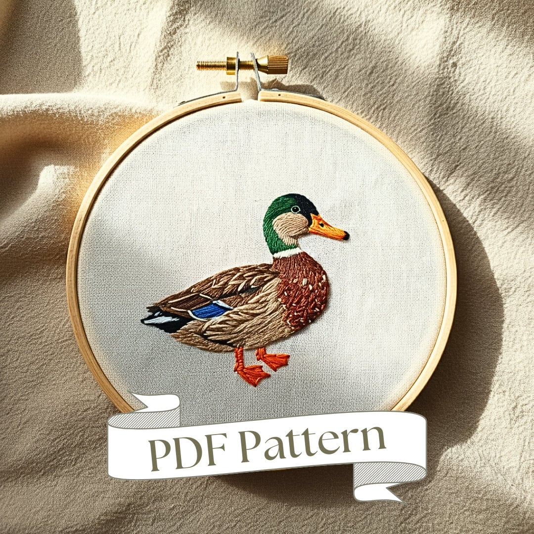 Duck Embroidery Pattern: Floral Animal Design (PDF Pattern) - Etsy