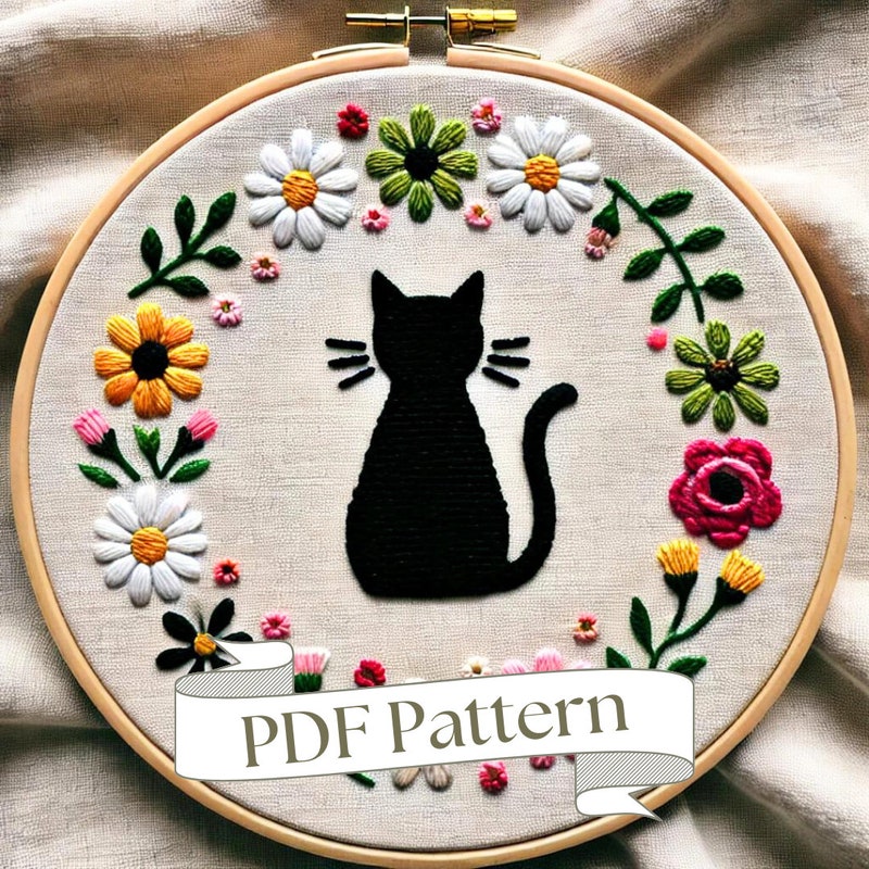 Cat Hand Embroidery - Etsy